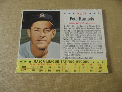 2A-139 1963 Post cereal baseball card #77 Pete Runnels BOSTON RED SOX ...