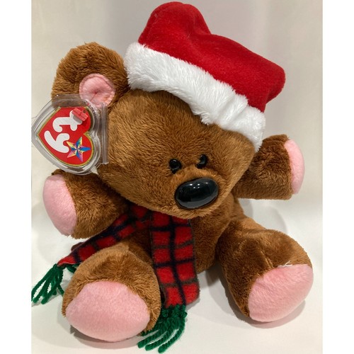 Ty Beanie Buddy Garfield Pooky the Stuffed Animal Bear Brown Santa Hat ...