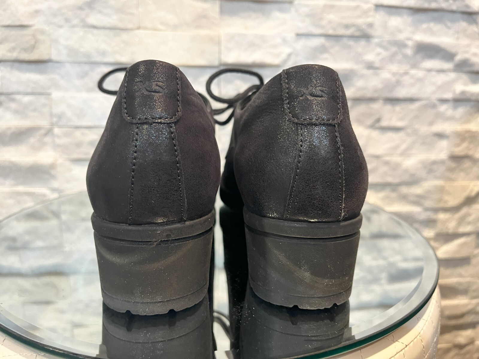 NWOB Women's HARTJES XS HIP Medium Heel Lace Up Oxford Black Shimmer 5. ...