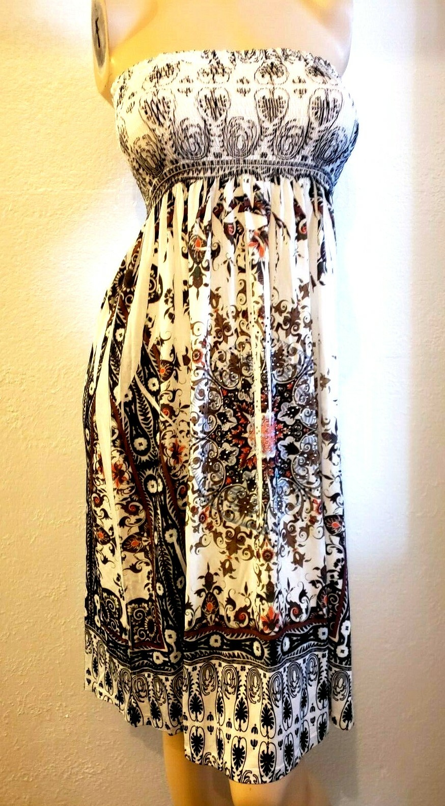 WOMENS Sun Dress Strapless embellished sublimation rhinestone HOT! S M ...