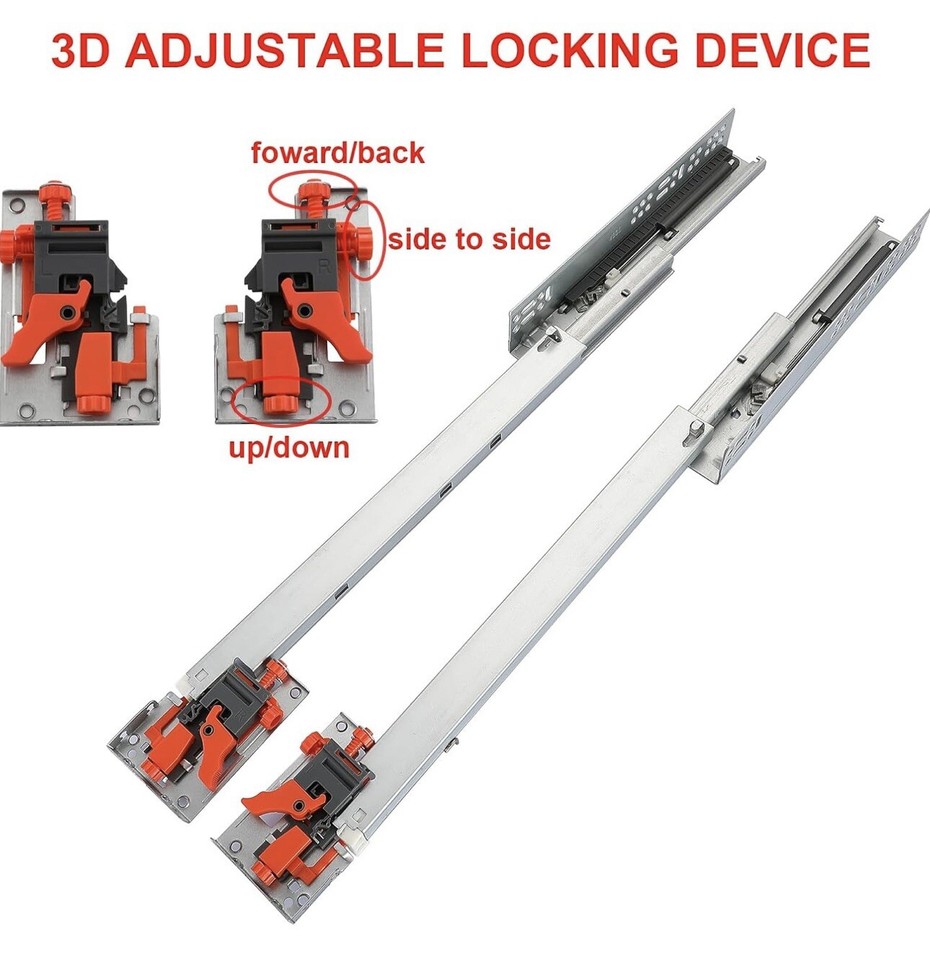 Pair of DTC 18" Undermount Drawer Slides, Full Extension, Soft-Close | eBay