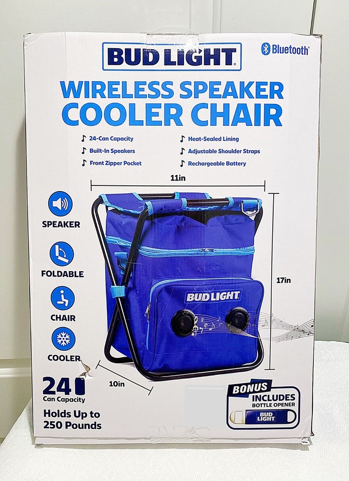 Bud Light Wireless Speaker Cooler Chair With Can Opener | eBay