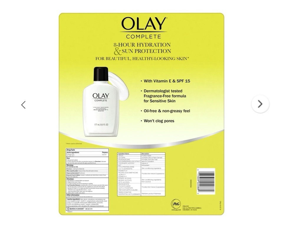 Olay Complete Sensitive Plus Face Moisturizer, SPF 15, 6 dk oz | eBay