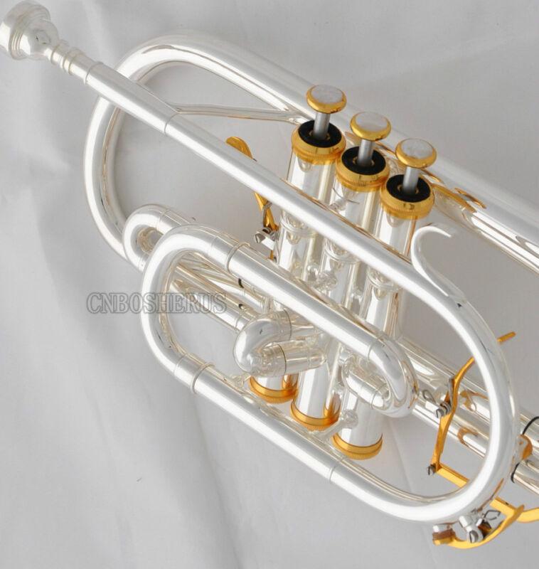 High Grade Silver Gold plated Cornet Bb Keys Double Triggers Trumpet ...