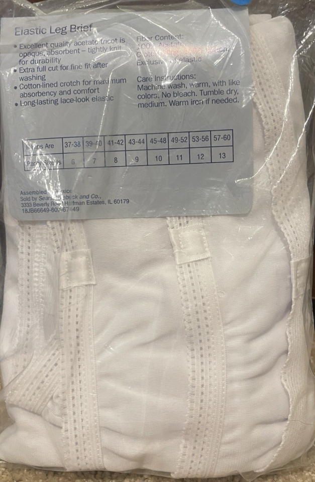 NOS 3 Pk Vtg Sears Fundamentals Acetate Tricot Briefs Panties Granny ...