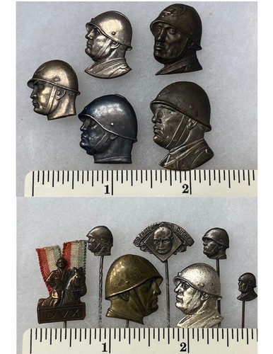 12 ORIGINAL WWII FASCIST ITALIAN IL DUCE MUSSOLINI BADGE & PINS GROUP ...