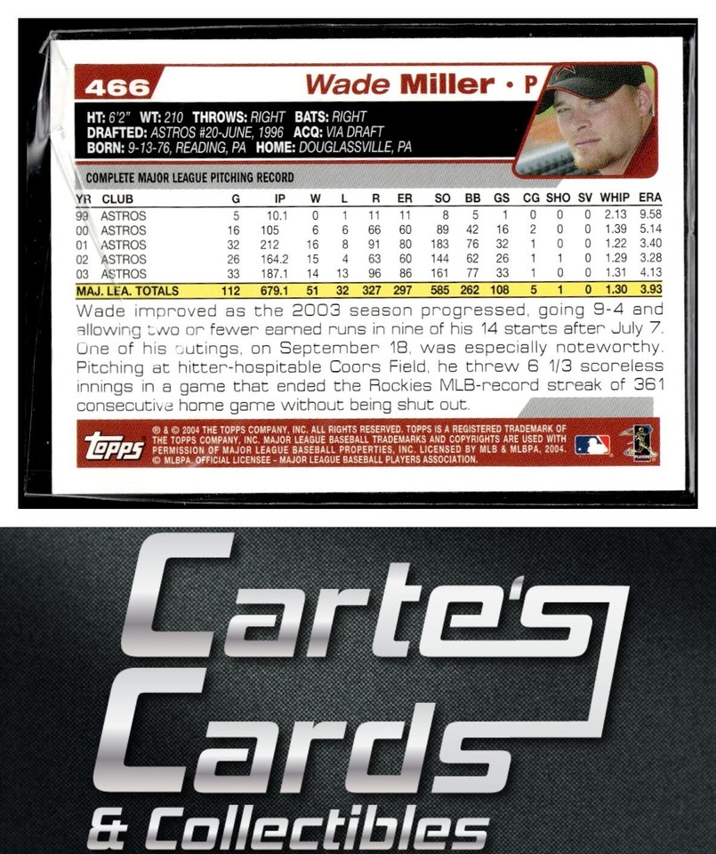 Wade Miller 2004 Topps 1st Edition #466 Houston Astros | eBay