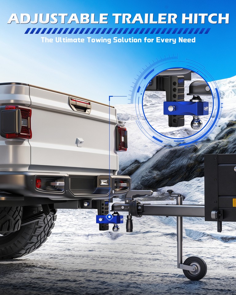 OMT 2" Receiver 6" Drop Rise Adjustable Trailer Tow Hitch 12500 lb with ...