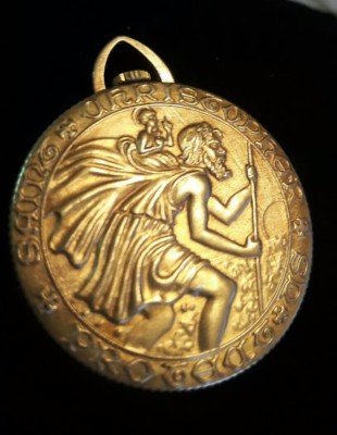 MOVADO 14K GOLD VINTAGE SAINT CHRISTOPHER WATCH PENDANT AMAZING RARE ...