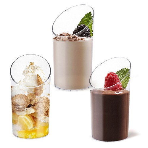 20Pcs 70ml Reusable Cylinder Dessert Cups Plastic Yogurt Mousse Dessert ...