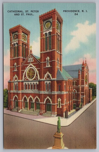 Cathedral St Peter Paul Providence Rhode Island RI Linen Postcard Vtg ...