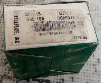 Box of 4 New Littelfuse SAO015 15 Amp Type S Plug Fuse S7 to S15 ...