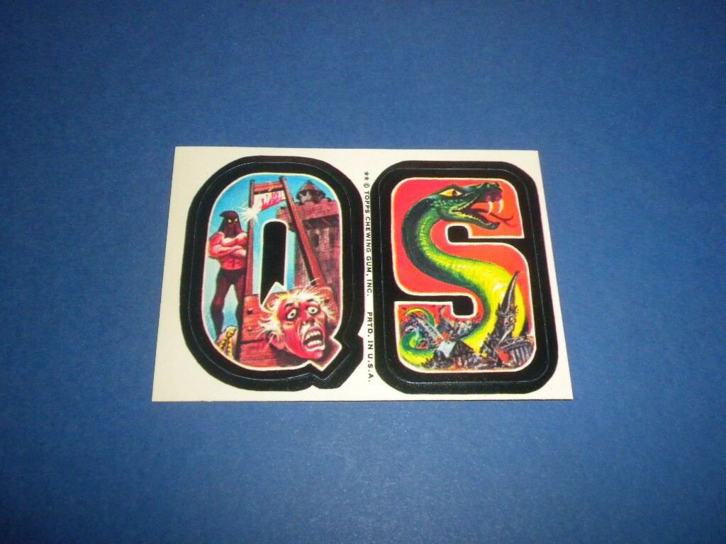 MONSTER INITIAL STICKER QS/Q S 1974 Topps white back | eBay