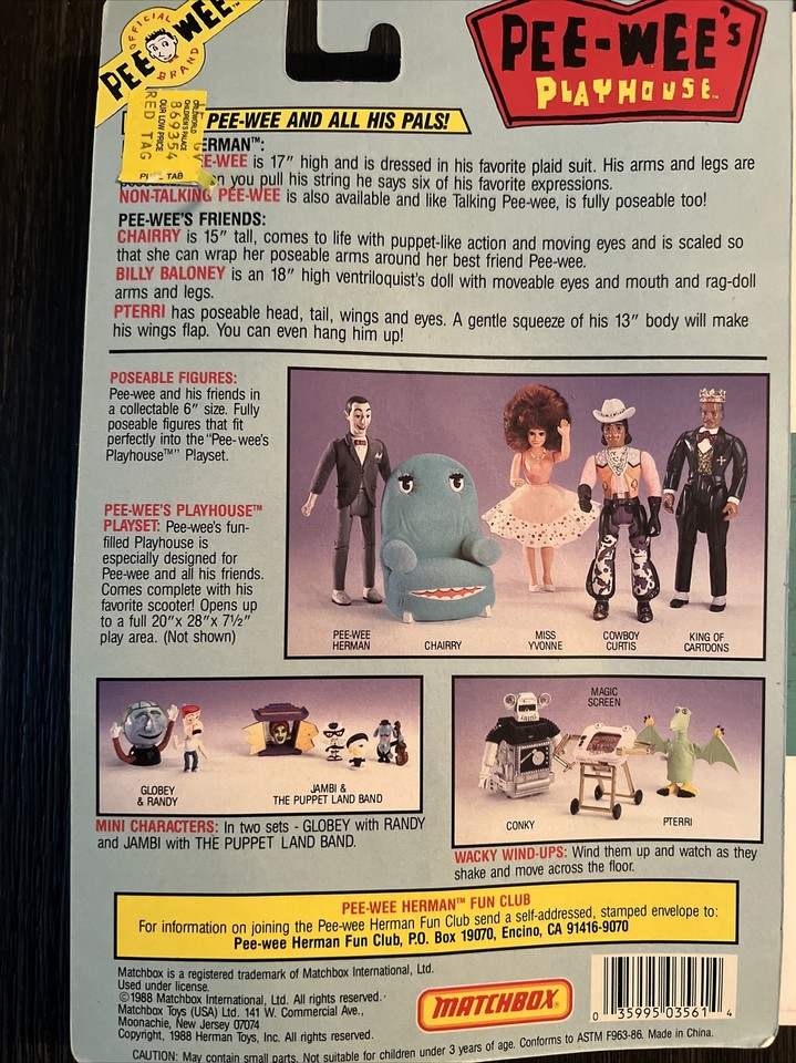 Pee Wee’s Playhouse 1988 Original Action Figure Wee Herman Toy Matchbox ...