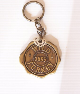 VINTAGE WILD TURKEY KENTUCKY BOURBON WHISKEY SOUVENIR METAL KEYRING KEY ...