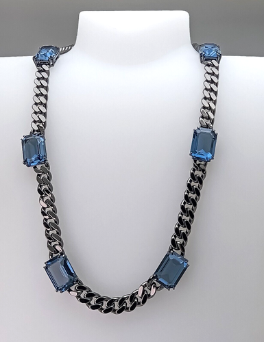 New 100% Authentic SWAROVSKI Brand Ruthenium Blue Millenia Necklace ...