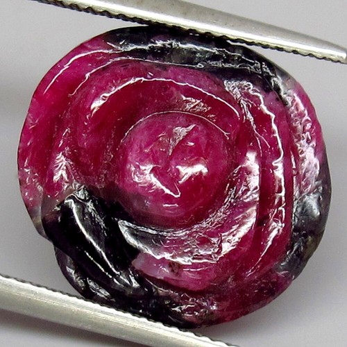 BEAUTY! 17.20ct.Top Rose Carving Natural Unheated Red with Green Ruby ...