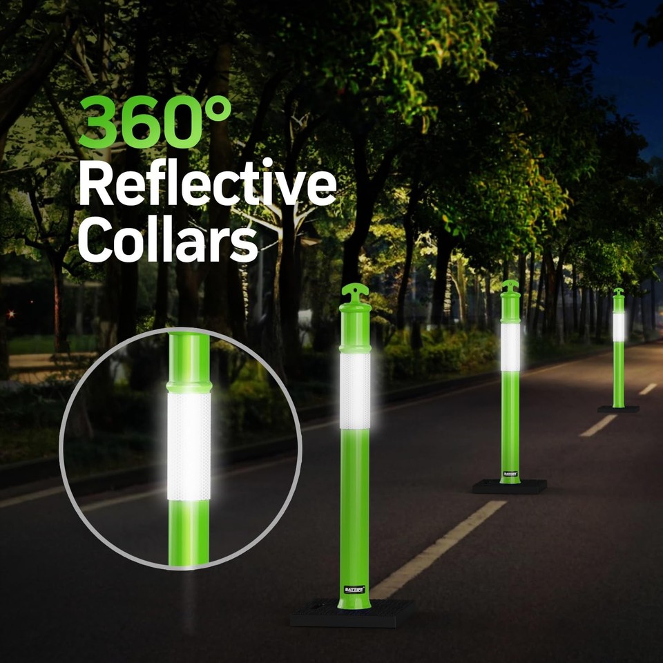 (6 Pack) 45" Lime Green Traffic Delineator Posts with Base, Delineator ...