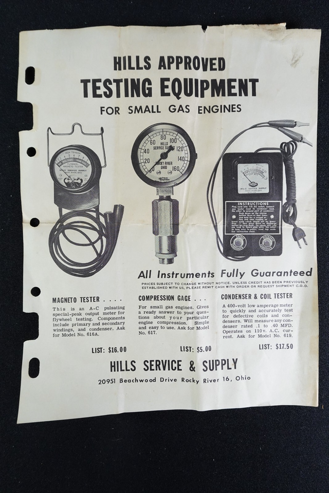 Vtg Hills Condenser Tester Magneto Condenser Tester Compression Gage ...