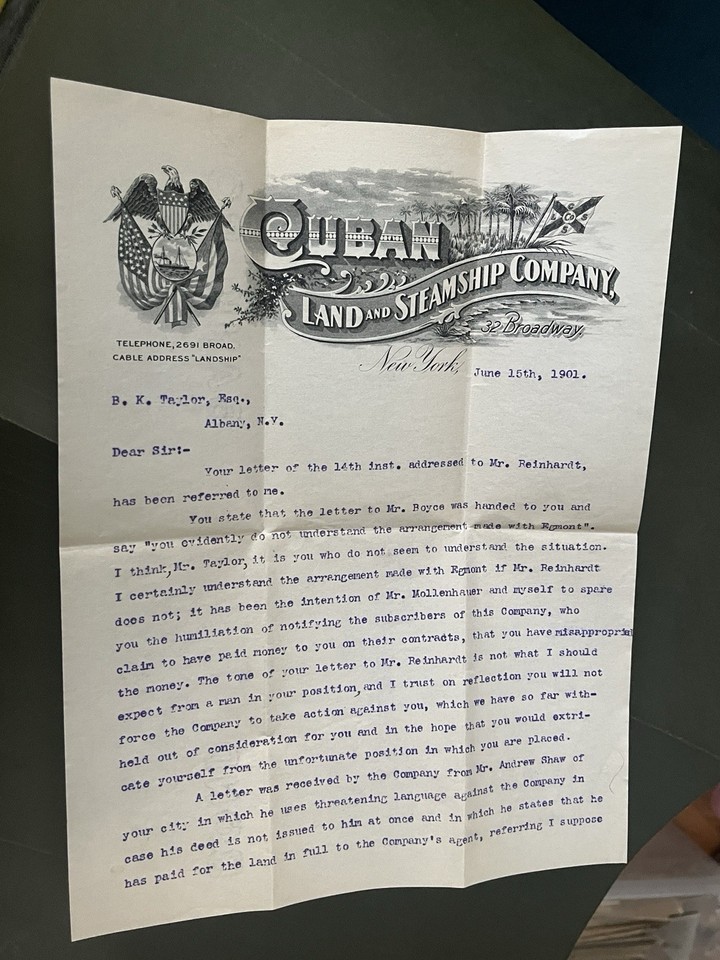 1891 HAVANA LAND & STEAMSHIP AD LETTER LETTERHEADS ! SPANISH AMERICAN ...