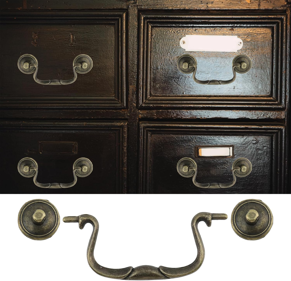 6 Pcs Antique Bail Handle Drop Pulls Vintage Bronze Drop Bail Drawer ...