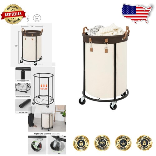 Space-Saving 120L Laundry Basket on Wheels - Easy Transport for Laundry ...