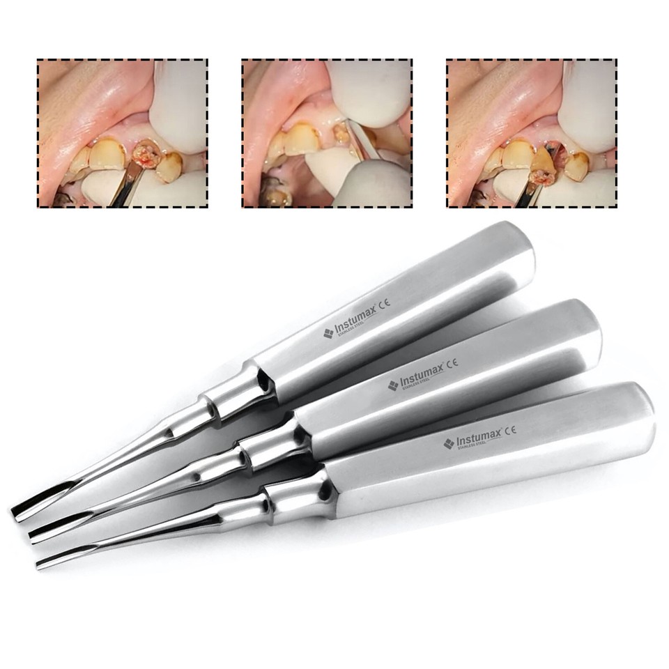 Set Of 6 Dental Luxating Elevators Straight Curved Shank Surgical ...