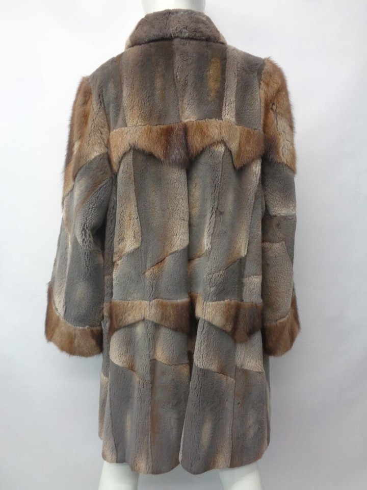 EXCELLENT SHEARED MUSKRAT FUR COAT JACKET WOMEN WOMAN SIZE 10-12 MEDIUM ...