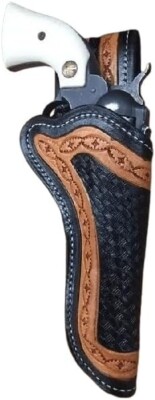 Holster Leather Gun Revolver Western Pistol Cowboy Hand Tooled Brown | eBay