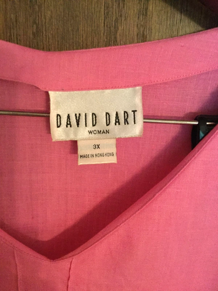 Women's Sleeveless David Dart Pink V-Neck 100% Linen Top Size 3X | eBay