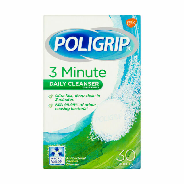 Poligrip 3 Minute Denture Daily Cleanser - 30 Tablets for sale online ...