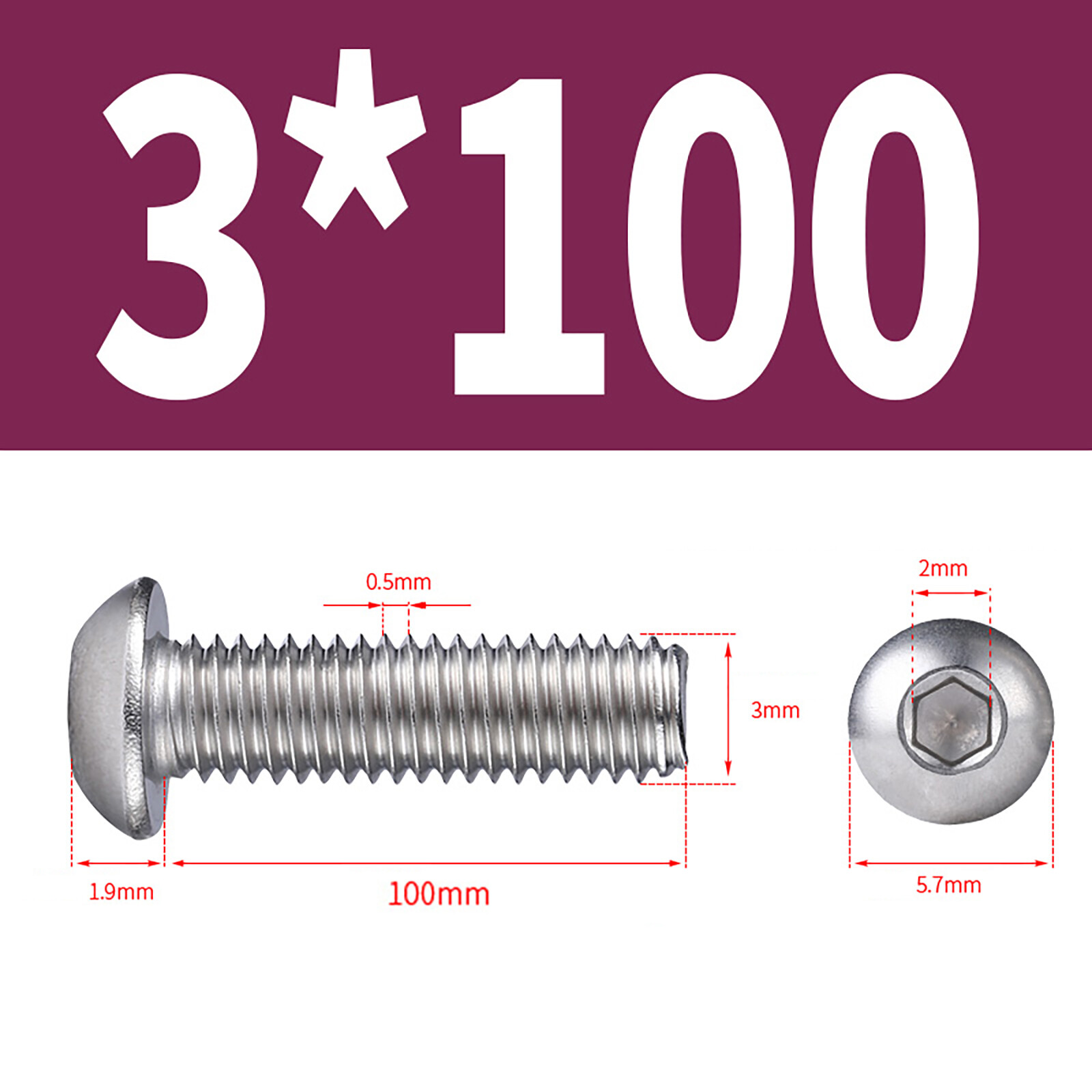 M3 BUTTON HEAD SCREWS ALLEN SOCKET BOLTS A2 STAINLESS STEEL DIN 7380 | eBay