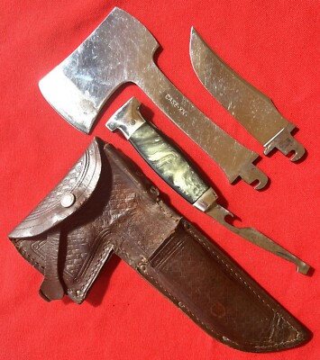 Case Tested XX Celluloid Handles Pat 1935 Knife Axe Sheath Estate LQQK ...