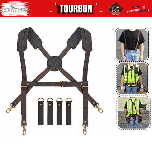 Real Leather Tools Belt Harness Suspenders Carpenter Belt Carry Strap ...