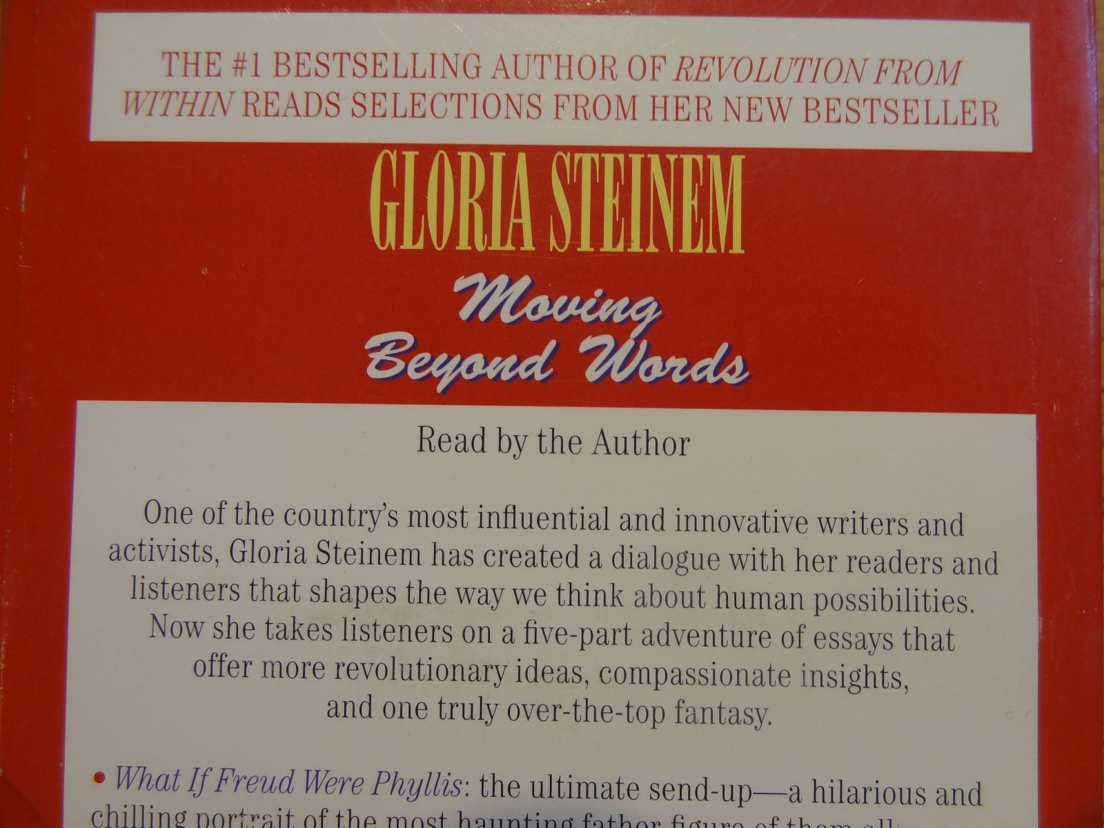 MOVING BEYOND WORDS by Gloria Steinem Cassette AUDIOBOOK AA33 | eBay