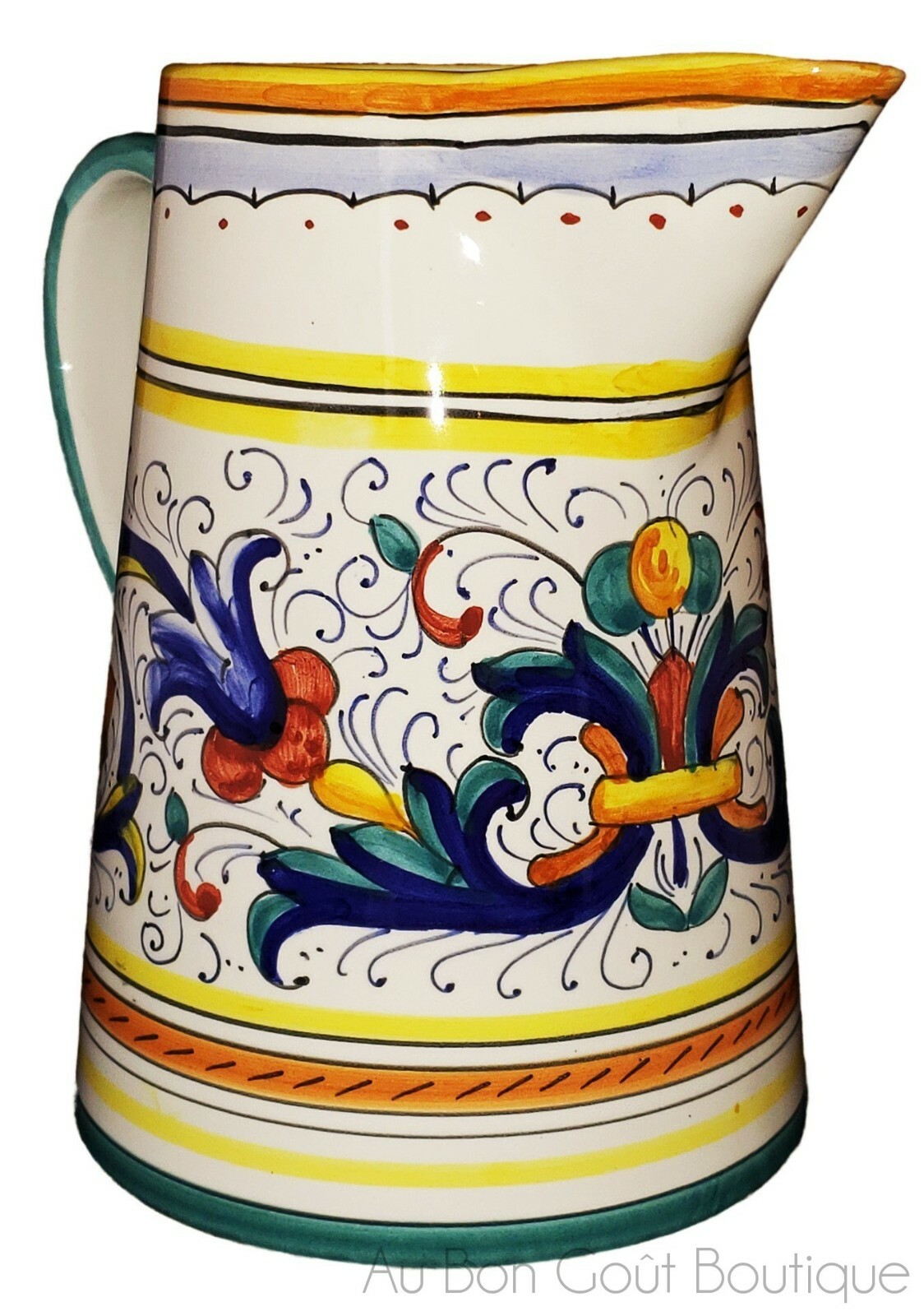 DERUTA ITALY, RICCO, AUTHENTIC CERAMIC TUSCAN PITCHER, HAND-MADE / HAND ...