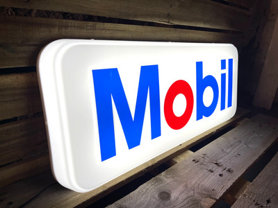 MOBIL LED ILLUMINATED LIGHT BOX WALL SIGN GARAGE OIL GAS STATION ...