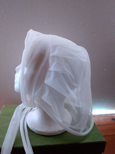 Vintage Victorian Head Scarf Cap Bonnet Hat White Sheer Nylon | eBay