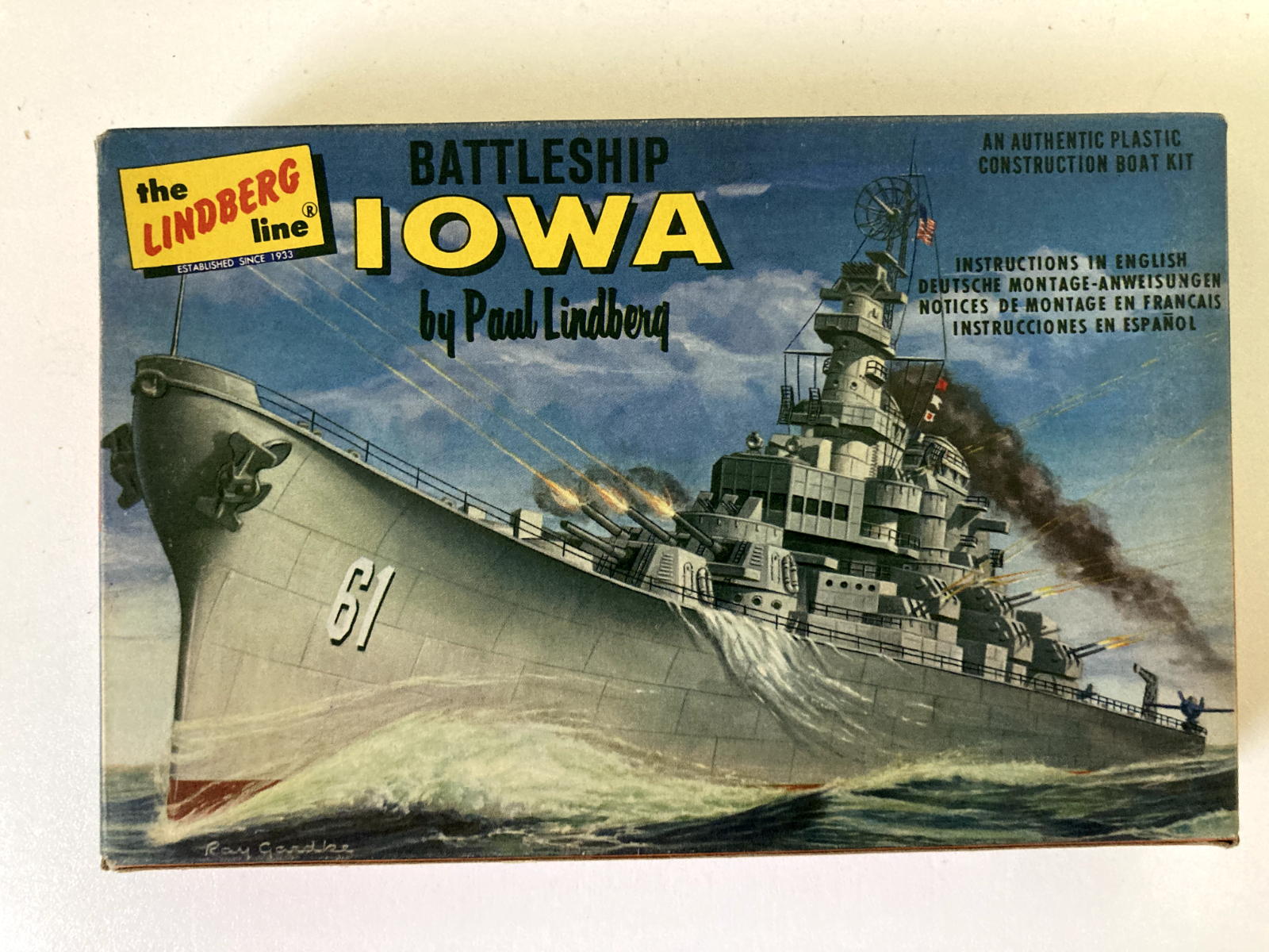 Lindberg 1 inch-130 feet scale Battleship Iowa model kit, complete ...