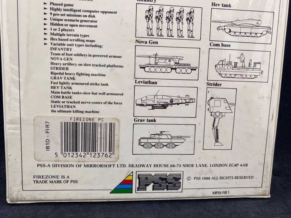 FIRE ZONE EGA IBM PC 1988 WARGAME SERIES 21ST CENTURY FIREZONE PSS ...
