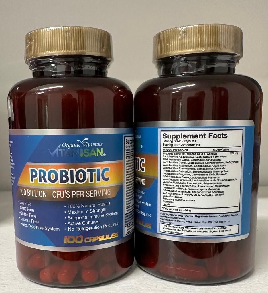 Probiotics 100 Billion CFU Potency Digestive Immune Health 100 Capsules ...