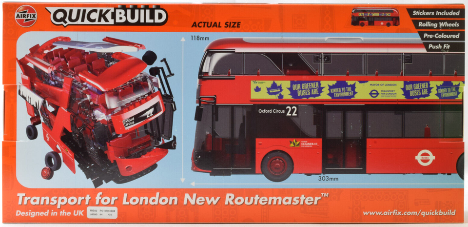 Airfix QUICK BUILD Transport For London New Routemaster Plastic Model ...
