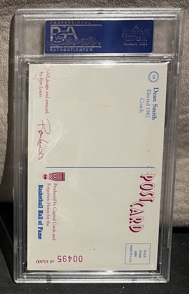 Dean Smith Signed Autographed 1992 Center Court Basketball Postcard PSA ...
