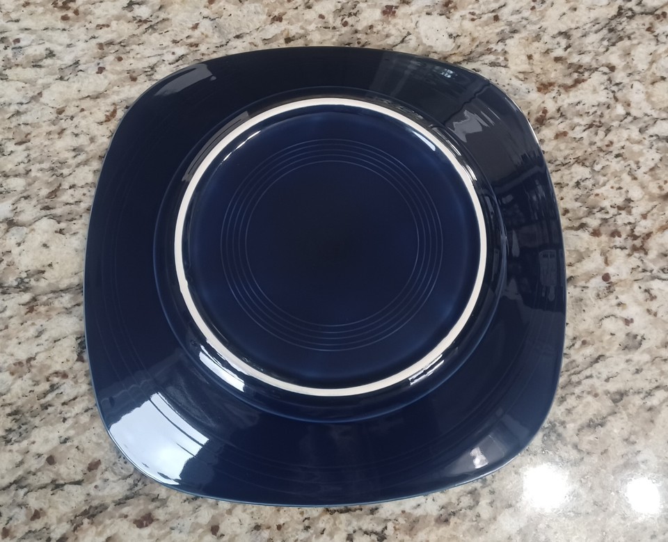 Fiestaware Cobalt Blue Square Dinner Plate Homer Laughlin Discontinued ...