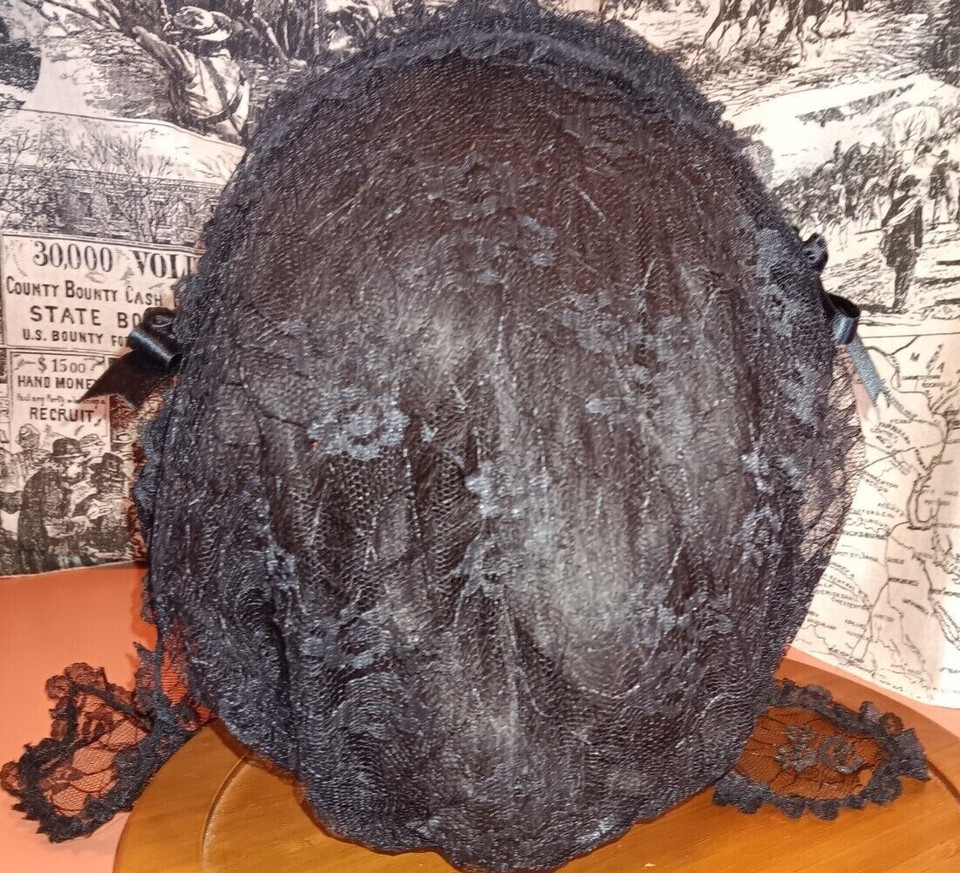 Black Lace Day Caps Mourning Caps 1860's Civil War Era Style Cap in 3 ...