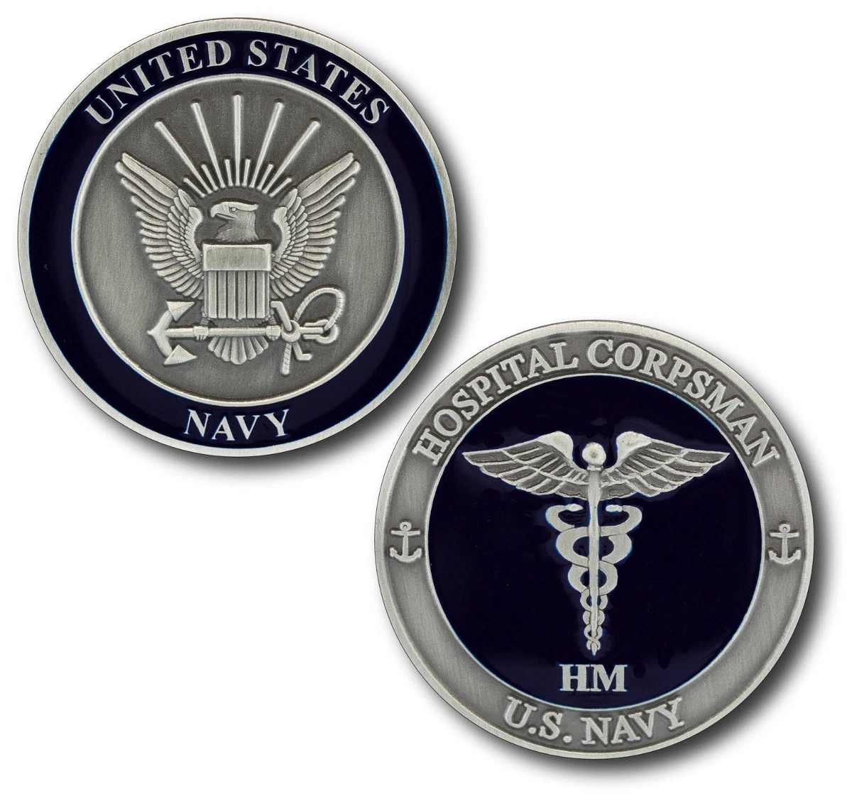 Navy Caduceus Silver