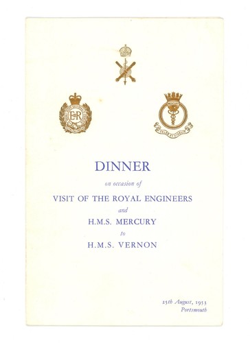 Royal Navy Royal Engineers & HMS Mercury visit HMS Vernon Dinner Menu ...