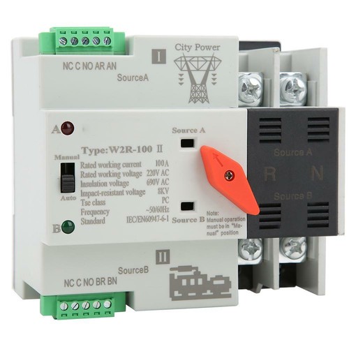 220V 2P 100A Dual Power Automatic Transfer Switch Generator Changeover ...