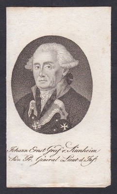 Johann Ernst von Kunheim Generalleutnant Preußen Portrait Kupferstich ...