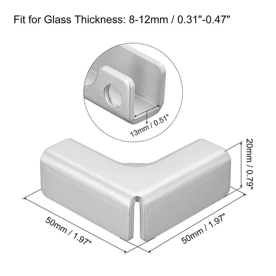 Glass Fixing Clip, 2pcs for 8-12mm Aluminum Alloy L-shaped Glass ...